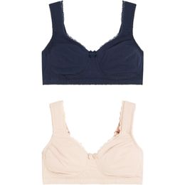 bonprix Damen Minimizer-BH, Gr. 90, bunt, Obermaterial: 95% Baumwolle, 5% Elasthan. Futter: 95% Baumwolle, 5% Elasthan. Spitze: 90% Polyamid, 10%