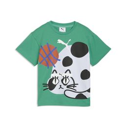 Puma M&auml;dchen T-Shirt "Sporty Cats Relaxed Graphic T-Shirt Kinder", gr&uuml;n, Gr. 122, bedruckt, Obermaterial: 100% Baumwolle. Rippe: 80% Baumwolle, 20%