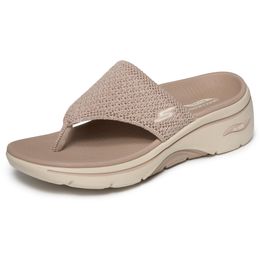 Skechers Damen Zehentrenner "GO WALK ARCH FIT 2.0 SANDAL-CARRIE", Gr. 36, beige, Textil, Schuhe, Sommerschuh, Strandschuh, Badeschuh mit Arch Fit