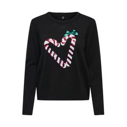 Only Pullover 'ONLXMAS SHINE' Damen Gr&ouml;&szlig;e S dunkelgr&uuml;n / feuerrot / schwarz / wei&szlig;