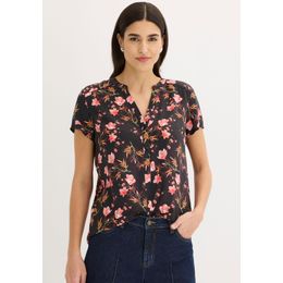 bonprix Damen Kurzarmbluse, bunt, Gr. 52, Web, Obermaterial: 100% Viskose, Blusen, Regular Fit, f&uuml;r Businessmode, aus Viskose, feminin gestaltet