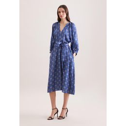 Seidensticker Damen Sommerkleid, blau, Gr. 46, bedruckt, 100% Viskose, Kleider, 3/4 V-Neck Druck