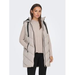 Jacqueline de Yong JDY Damen Steppweste "JDYSKYLAR LIFE HOOD WAISTCOAT OTW NOOS", grau, Gr. S, unifarben mit Farbeinsatz, Steppware, Obermaterial: 100% Polyester, Westen