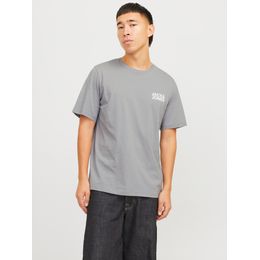 Jack & Jones JACK & JONES Herren T-Shirt "JJECORP Herren-Tee mit figurbetonter Silhouette", grau, Gr. XL, bedruckt, Jersey, Obermaterial: 100% Baumwolle, Shirts,