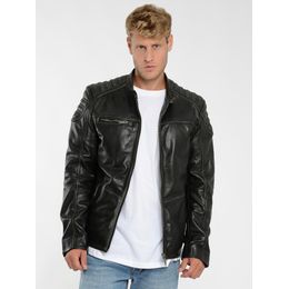 JCC Herren Lederjacke "3102235", schwarz, Gr. 48, Obermaterial: 100% Lammleder. Innenfutter oben: 100% Polyester. Innenfutter unten: 100% Baumwolle.