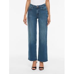 Vila Damen Straight-Jeans "VILISA RW STRAIGHT JEANS ROS - NOOS", blau, Gr. 34, unifarben, Denim/Jeans, Obermaterial: 79% Baumwolle, 20% Polyester, 1%