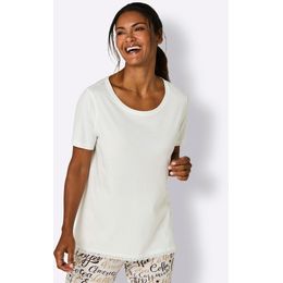 w&auml;schepur W&Auml;SCHEPUR Damen Pyjamaoberteil "Schlafanzug-Shirt", Gr. 44, wei&szlig;, 50% Baumwolle, 50% Modal, unifarben, Shirts