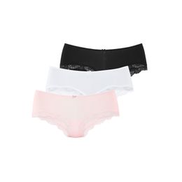 Lascana Damen Panty, Gr. 32, bunt, Jersey, Obermaterial: 95% Baumwolle, 5% Elasthan. Spitze: 87% Polyamid, 13% Elasthan, unifarben, Unterhosen, aus