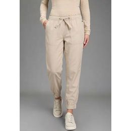 Kangaroos Damen Paperbag-Hose, beige, Gr. 46, Popeline, Obermaterial: 50% Baumwolle, 46% Polyamid, 4% Elasthan, Hosen, Casual Popeline-Hose,