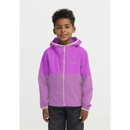 Jack Wolfskin Jungen Softshelljacke "SANDBIRD HOODED JKT K"foxglove, Gr. 164, kontrastfarbene Details, Softshell, Obermaterial: 100% Polyester.