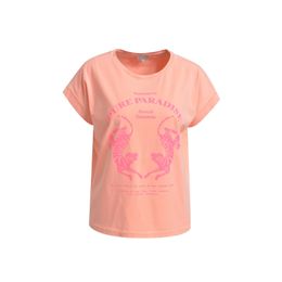 Milano Italy Damen Rundhalsshirt, rosa, Gr. L, bedruckt, Single Jersey, Material: 100% Baumwolle, Shirts, mit &uuml;berschnittener Schulter
