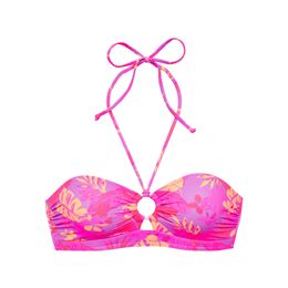 Venice Beach Damen Bandeau-Bikini-Top "Kaitlyn"flieder, pink, Gr. 44, bedruckt, Recycling-Polyamid, Bikini-Oberteile, mit floralem Allover-Print