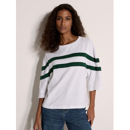 Apricot Damen T-Shirt "Sportliches gestreiftes Boxy-T-Shirt", wei&szlig;, Gr. 34, gestreift, gewebt, Obermaterial: 100% Baumwolle CO., Tops