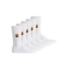 FC Barcelona Herren Kurzsocken "Socken FCB Crew Socks 5-Pack Embroidery 5er Pack", Gr. 35, wei&szlig;, Obermaterial: 80% Baumwolle CO. 18% Polyamid PA. 2%