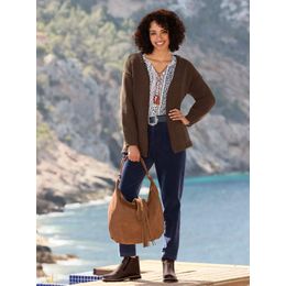 Heine Damen Strickjacke, braun, Gr. 42, unifarben, 100% Polyester, Strickjacken