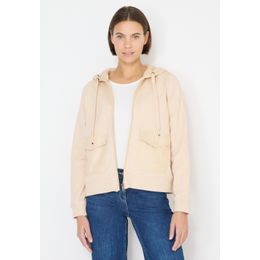 Cecil Damen Sweatjacke, beige, Gr. XXL, unifarben, Sweatware, 100% Baumwolle, Sweatjacken, mit Strukturmix