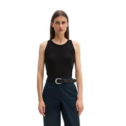 Marc O'Polo MARC O'POLO Damen T-Shirt "aus Rippjersey", schwarz, Gr. S, unifarben, Obermaterial: 100% Baumwolle, Shirts