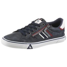 Mustang Shoes Herren Sneaker "Giuliano", Gr. 43, blau, Lederimitat, used, Schuhe, Freizeitschuh, Halbschuh, Schn&uuml;rschuh mit modischem Lochmuster