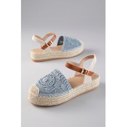 ANISTON SHOES Damen Plateausandale, Gr. 37, blau, Lederimitat, Textil, Schuhe, H&auml;kel-Sandale, Sommerschuh, Urlaubsschuh - NEUE KOLLEKTION