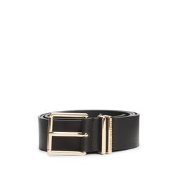 Tommy Hilfiger Damen Lederg&uuml;rtel "TH SQUARE", schwarz, Gr. 80, Rindsleder, G&uuml;rtel, mit doppelter G&uuml;rtelschlaufe und eckiger Schnalle