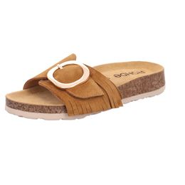 Rohde Damen Pantolette "MILANO", Gr. 41, braun, Veloursleder, unifarben, Basic, Schuhe, Strandschuh, Urlaubsschuh, Sommerschuh mit Bast Plateau