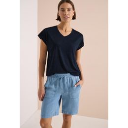 Cecil Damen T-Shirt, blau, Gr. M, gebl&uuml;mt, Web, 50% Baumwolle, 50% Polyester, Shirts, im soften Baumwoll-Mix