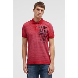 CAMP DAVID Herren Poloshirt, rot, Gr. XXXL, Strukturmuster, bedruckt, Piqu&eacute;, Material: 100% Baumwolle, Shirts, mit Seitenschlitze