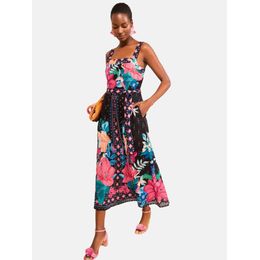 Love & Roses Kleid Damen Gr&ouml;&szlig;e 36 blau / orange / pink / schwarz Sommerkleid
