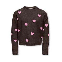 Only Girls Pullover 'KOGRICA' M&auml;dchen Gr&ouml;&szlig;e 134/140 dunkelbraun / rosa