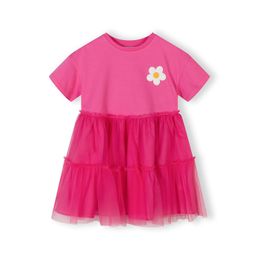 MINOTI Kleid M&auml;dchen Gr&ouml;&szlig;e 116/122 ecru / pink / fuchsia