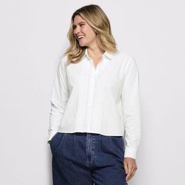 LANDS' END Kurze b&uuml;gelfreie Hemdbluse mit Biesen f&uuml;r Damen, Damen, size: regular, Wei&szlig;, Baumwolle, by Lands' End