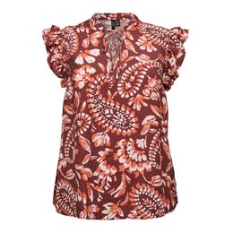 Vero Moda Curve Bluse 'VMCNELLIE CARLA' Damen Gr&ouml;&szlig;e XXXL creme / kastanienbraun / ros&eacute; / hellrot