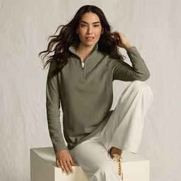 LANDS' END Anyweather Fleece-Pullover mit Rei&szlig;verschluss f&uuml;r Damen in Petite-Gr&ouml;&szlig;e, Damen, size: petite, Gr&uuml;n, Polyester, by Lands' End