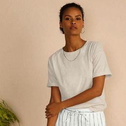 LANDS' END Supima&reg; Shirt mit kurzen Roll&auml;rmeln f&uuml;r Damen in Petite-Gr&ouml;&szlig;e, Damen, size: petite, Elfenbein, Baumwolle, by Lands' End