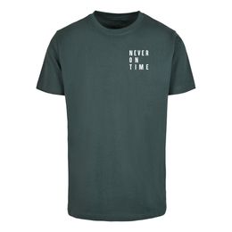 Merchcode T-Shirt 'Never On Time' Damen Gr&ouml;&szlig;e L dunkelgr&uuml;n / wei&szlig;