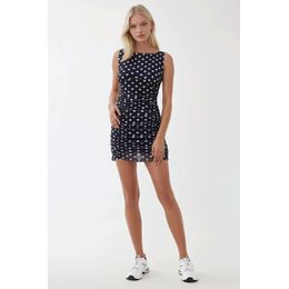 Punkte Druck Mini Bodycon Kleid mit Bootsausschnitt