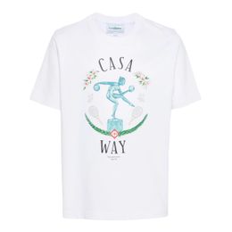 Casablanca Statue En Marbe Bedrucktes T-Shirt in Wei&szlig;