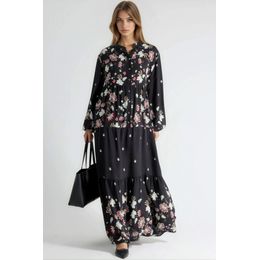 Mustered V-Ausschnitt Maxikleid