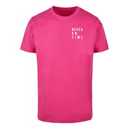Merchcode T-Shirt 'Never On Time' Damen Gr&ouml;&szlig;e XXXL pink / wei&szlig;