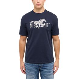 Mustang Herren Kurzarmshirt "Herren Style Austin", blau, Gr. XXXL, Jersey, 100% Baumwolle, Shirts