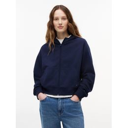 Tommy Jeans Damen Kapuzensweatjacke "TJW BXY S FLAG ZIP THRU HOODIE", blau, Gr. XS, unifarben, Sweatware, Obermaterial: 100% Baumwolle, Sweatjacken,