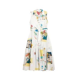Desigual Blusenkleid Damen Gr&ouml;&szlig;e 42 mischfarben / wei&szlig; Sommerkleid