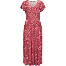 CR&Eacute;ATION L Damen Jerseykleid mit Fl&uuml;gel-&Auml;rmeln erdbeere-champagner-bedruckt Gr&ouml;&szlig;e 42