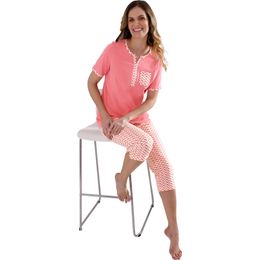 w&auml;schepur Damen Capri-Anzug flamingo-wei&szlig;-bedruckt Gr&ouml;&szlig;e 52/54