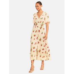 Love & Roses Kleid Damen Gr&ouml;&szlig;e 48 beige / smaragd / apricot / rot Sommerkleid