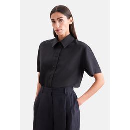 Seidensticker Damen Hemdbluse, schwarz, Gr. 38, unifarben, 100% Leinen, Blusen, 1/2 Kragen Uni