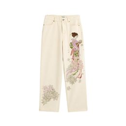 Desigual Jeans Damen Gr&ouml;&szlig;e 27/28 grasgr&uuml;n / rosa / wei&szlig;