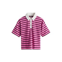 next Poloshirt M&auml;dchen Gr&ouml;&szlig;e 152 dunkelbraun / hellpink / wei&szlig;