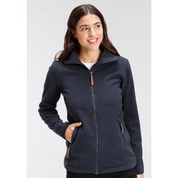 Polarino Damen Fleecejacke, blau, Gr. 44, unifarben, Fleece, Obermaterial: 100% Polyester, Jacken, f&uuml;r kalte Tage, aus Fleece, l&auml;ssiger Look