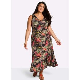 sheego Damen Jerseykleid "Jersey-Kleid"schwarz, burgund, bedruckt, Gr. 58, bedruckt, gebl&uuml;mt, gemustert, mehrfarbig, Jersey, 95% Viskose, 5%